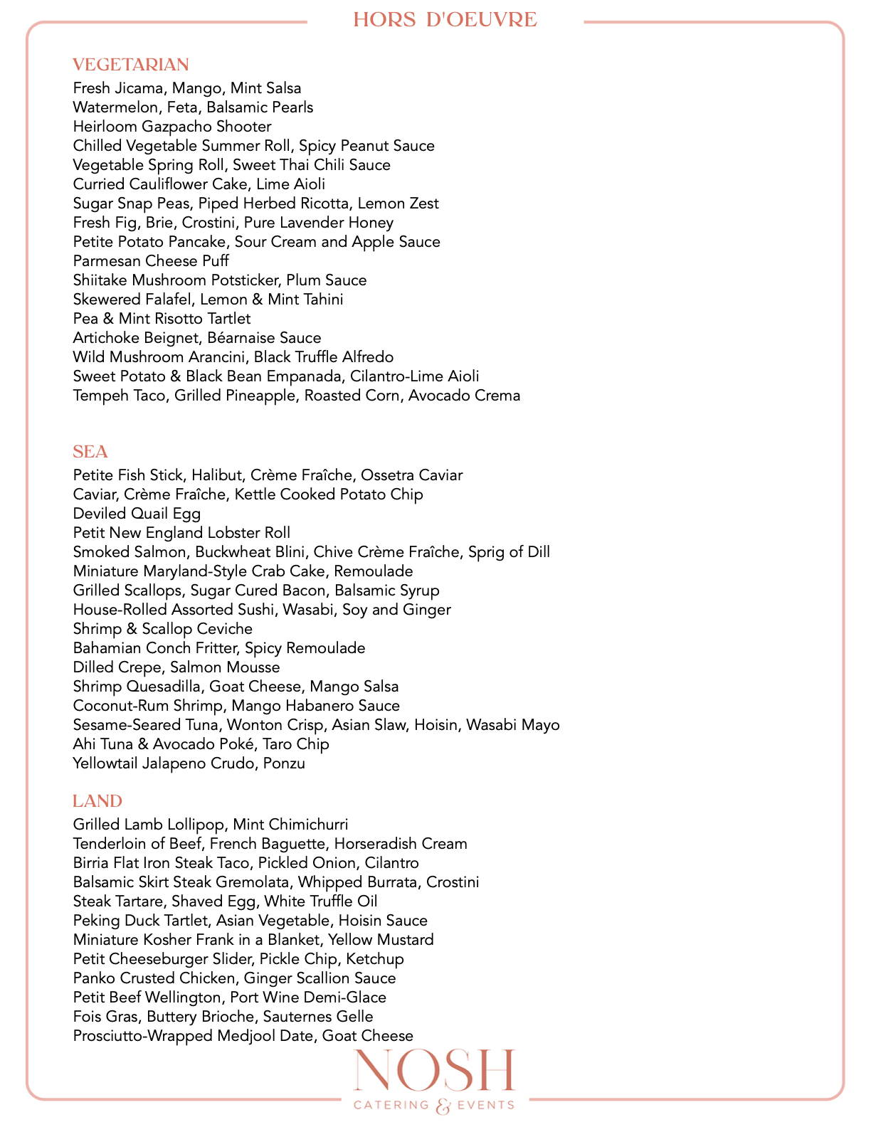 MENU - Nosh Catering and Events