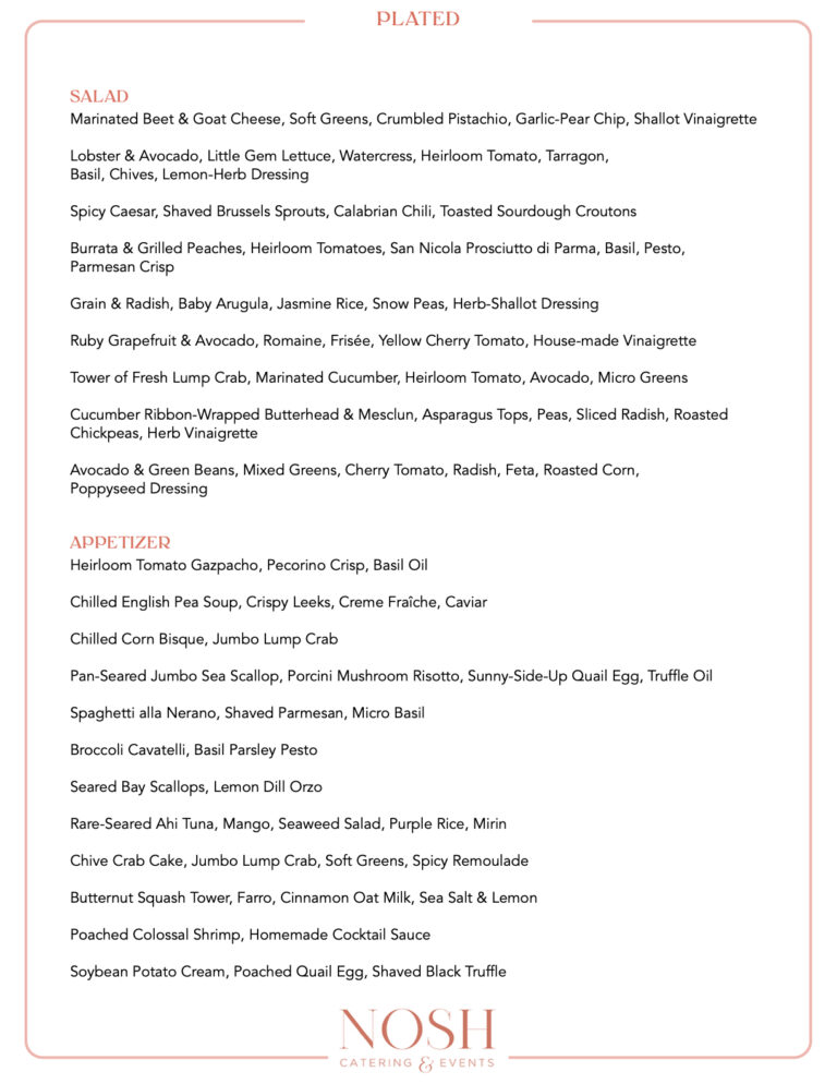 MENU - Nosh Catering and Events