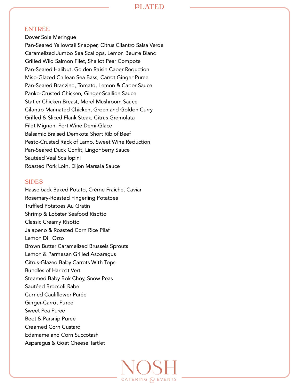 MENU - Nosh Catering and Events