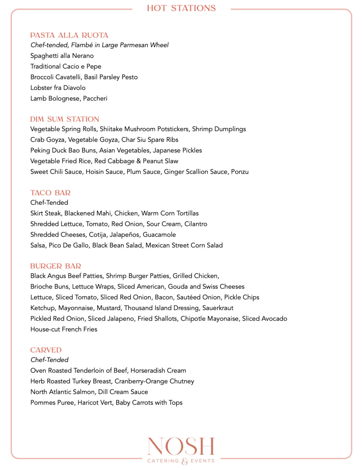 MENU - Nosh Catering and Events
